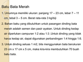 Konstruksi bahan bangunan Bata, Batako, Beton | PPTX