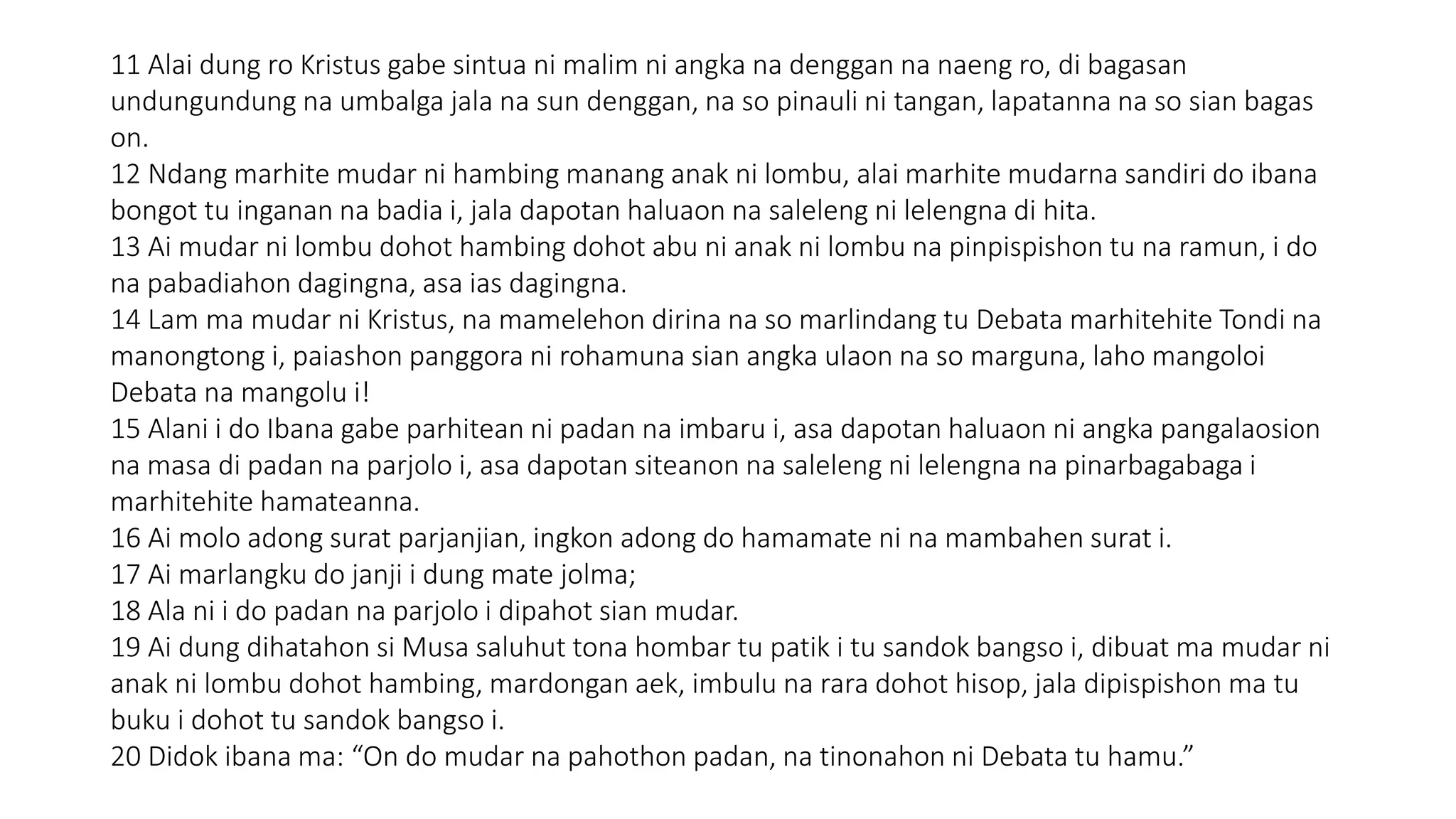Batak Toba - Mudar Na Arga Ni Jesus Kristus - The Precious Blood of ...