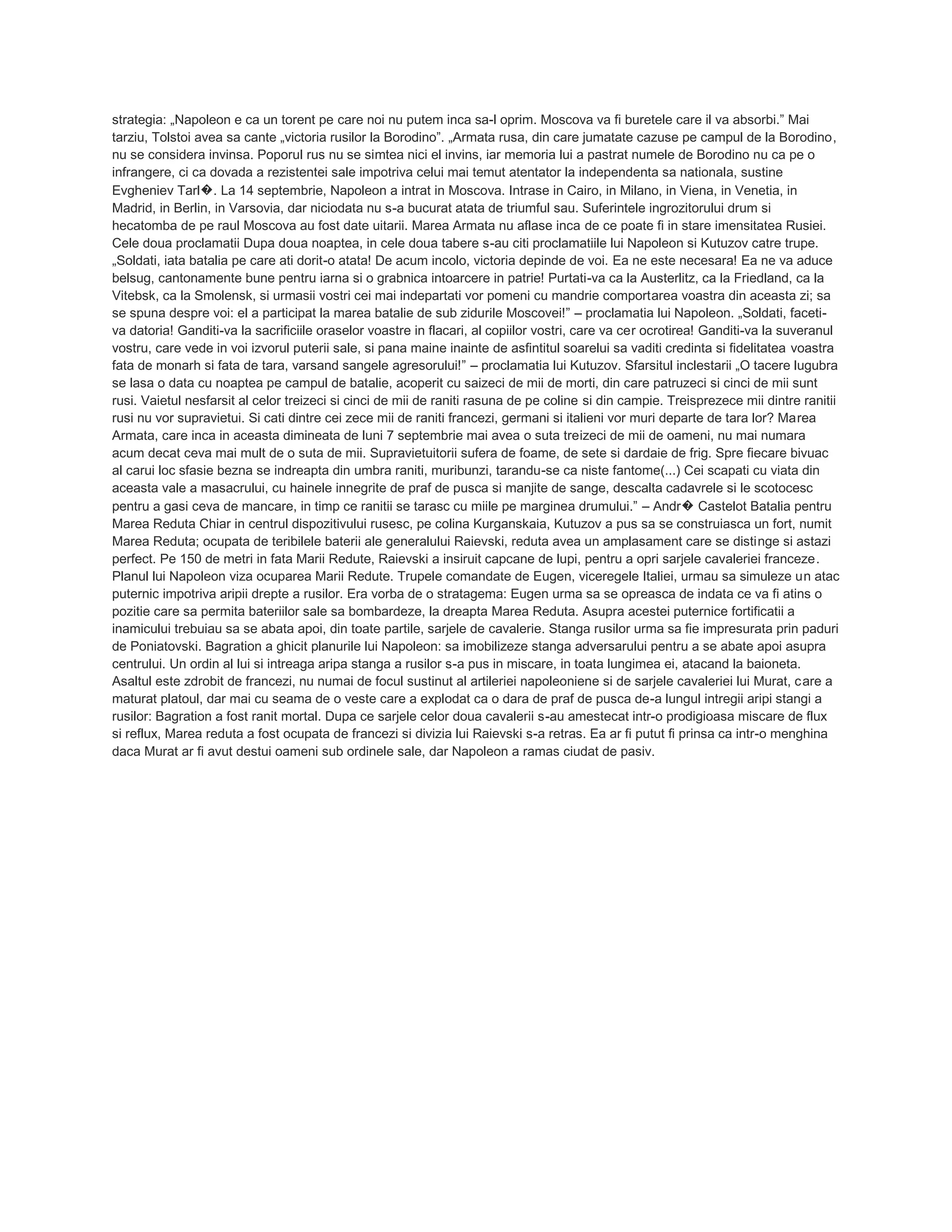 Batalia de la borodino | DOCX