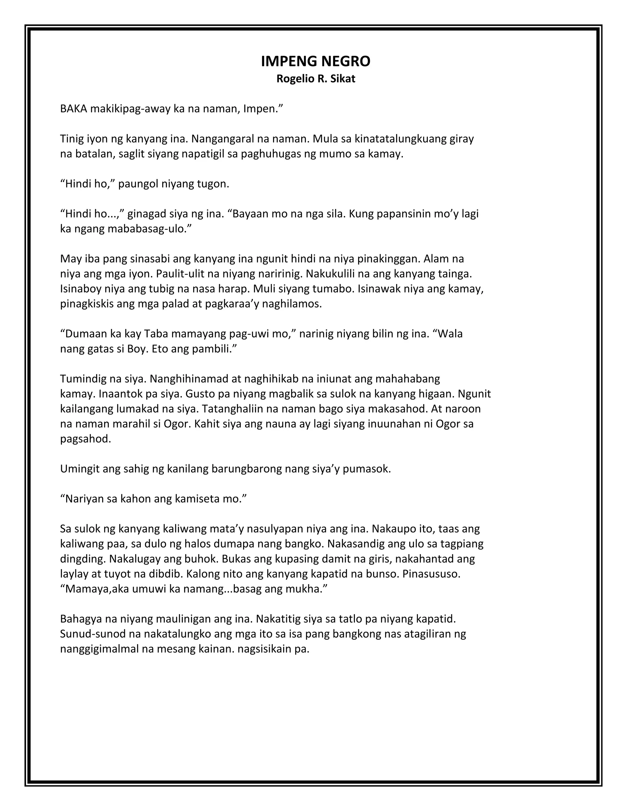 Mga Kwentong Bayan at Tula - Grade 7 | DOCX