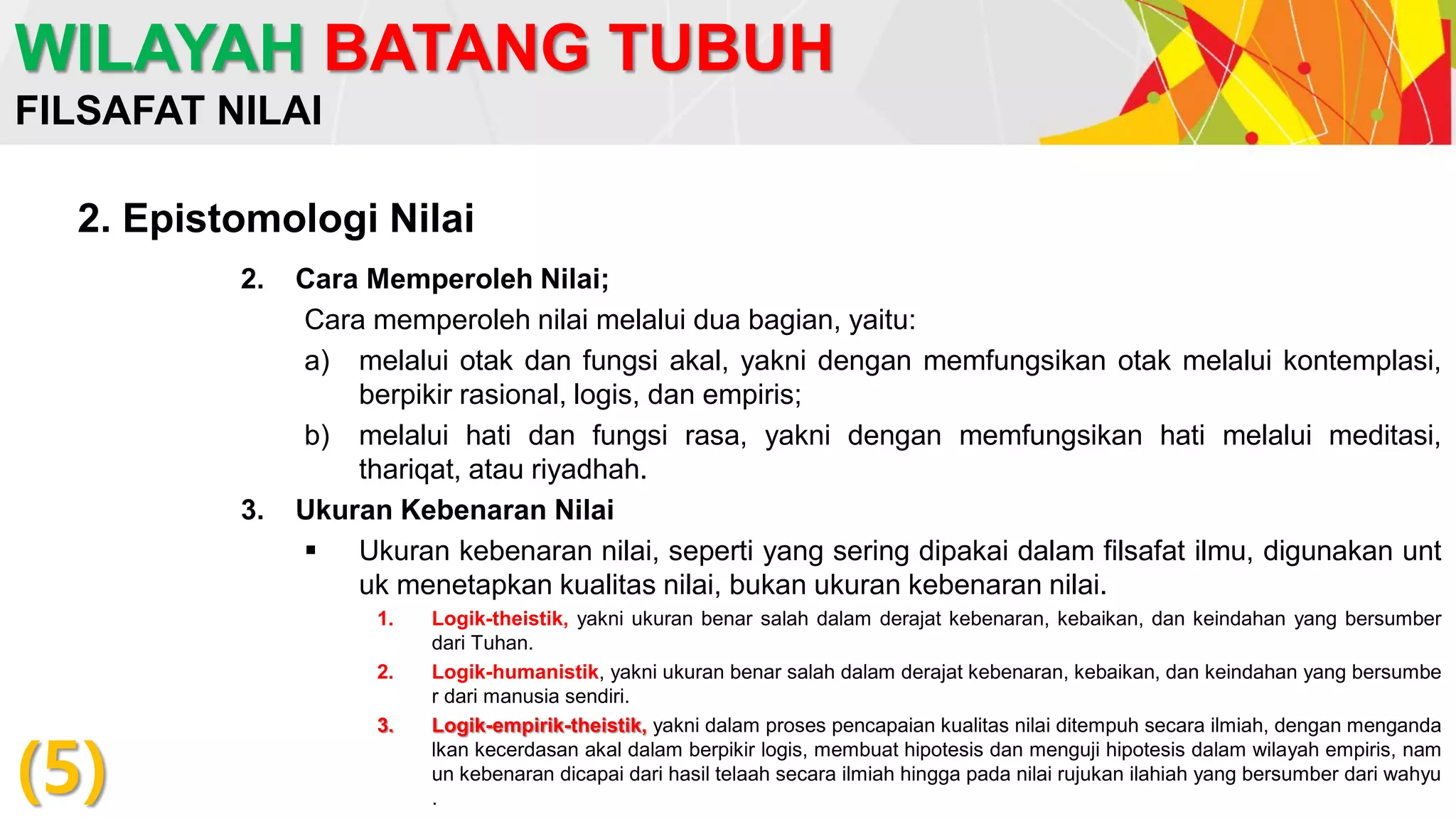 PENDIDIKAN NILAI: Batang Tubuh Pengetahuan Nilai | PDF