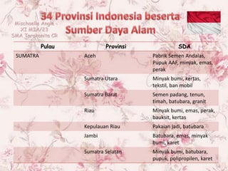 Sumber Daya Alam Tiap Provinsi di Indonesia | PPTX