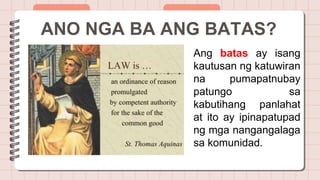 Batas likas moral edukasyon sa pagpapakatao 9 | PPTX