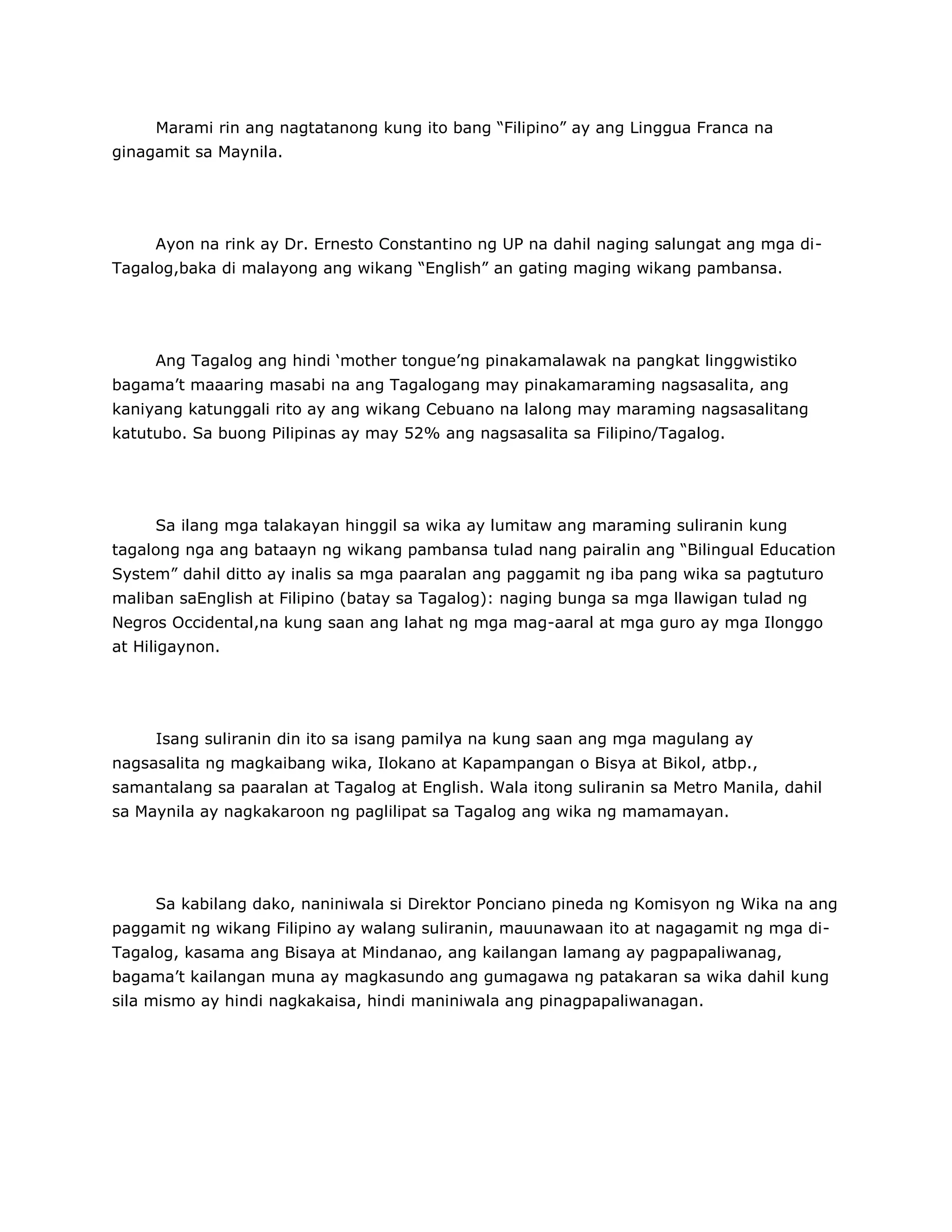 Batas ng Wikang Filipino | PDF
