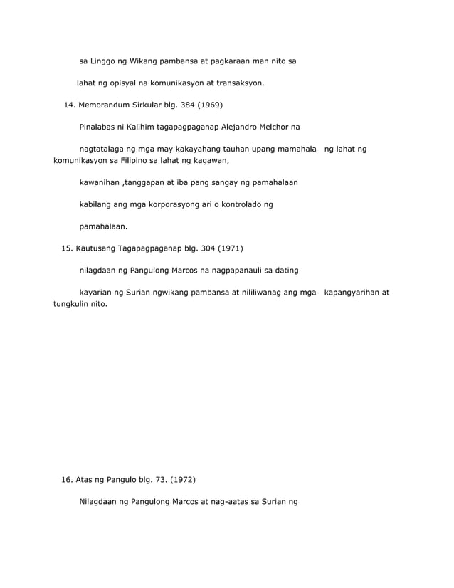 Batas ng Wikang Filipino | PDF