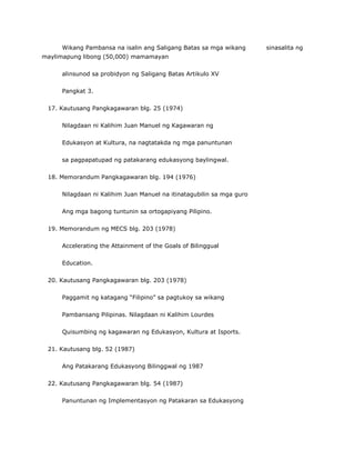 Batas ng Wikang Filipino | PDF