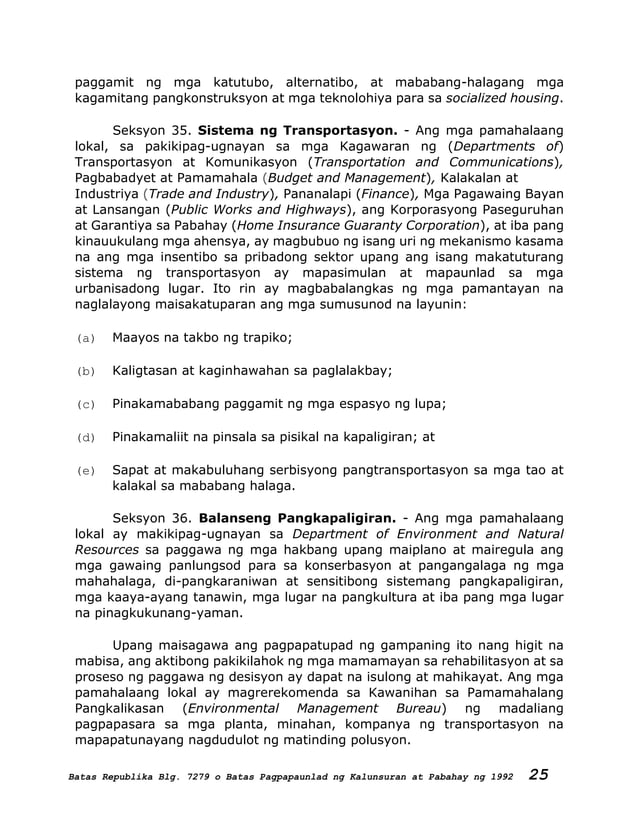 Batas Republika Blg. 7279, na huling sinusugan ng Batas Republika Blg ...