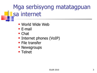 Batayang Pagsasanay Sa Paggamit Ng Internet | PPT