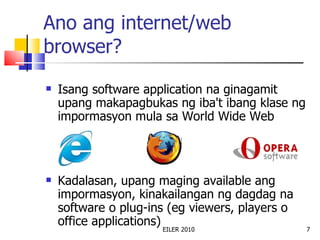 Batayang Pagsasanay Sa Paggamit Ng Internet | PPT