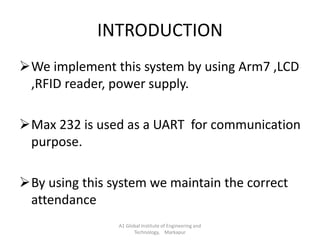 STUDENT DATA LOGGING SYSTEM INTO COLLEGE WEBSITE BASED ON RFID | PPT
