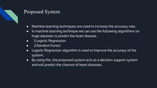 heart disease predction using machiine learning | PPTX
