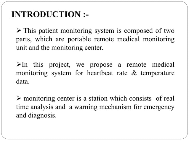 INTELLIGENT MOBILE BASED PATIENT MONITORING SYSTEM | PPTX | Consumer ...