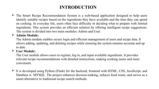 Smart Recipe Recommendation System Using Python and Flask | PPTX