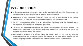 Vehicle fuel monitoring system using iot | PPTX