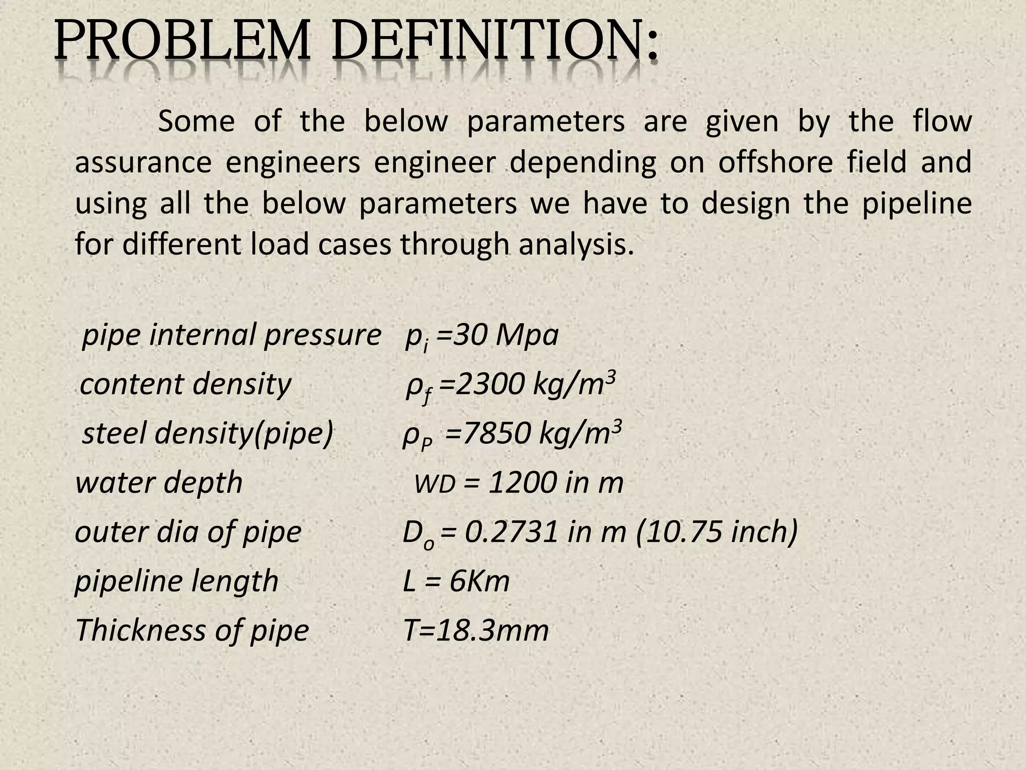 modeling and analysis of subsea pipeline by fem | PPTX