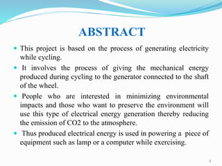 INNOVATIVE EXERCISE EQUIPMENT FOR ELECTRICAL ENERGY GENERATION | PPTX