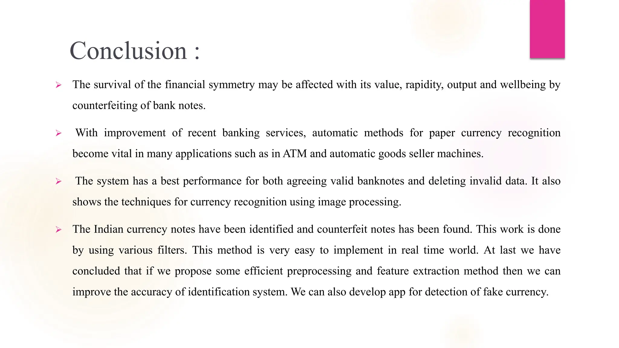 Project on fake currency recognition using image processing ppt final ...