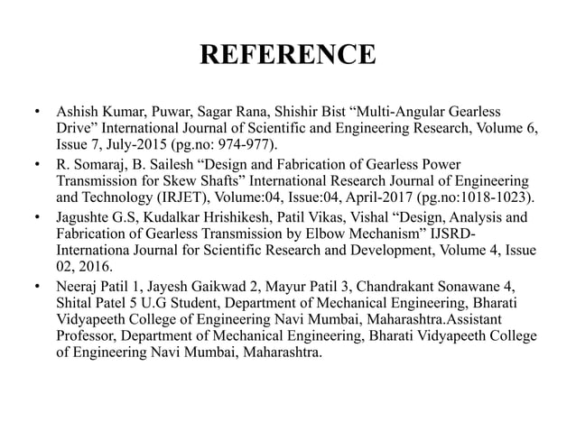 Gearless angular power transmission system | PPTX