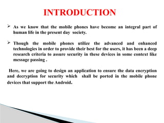 Algorithms For Symmetric Encryption Of Messages On Mobile Phonespptx | PPTX