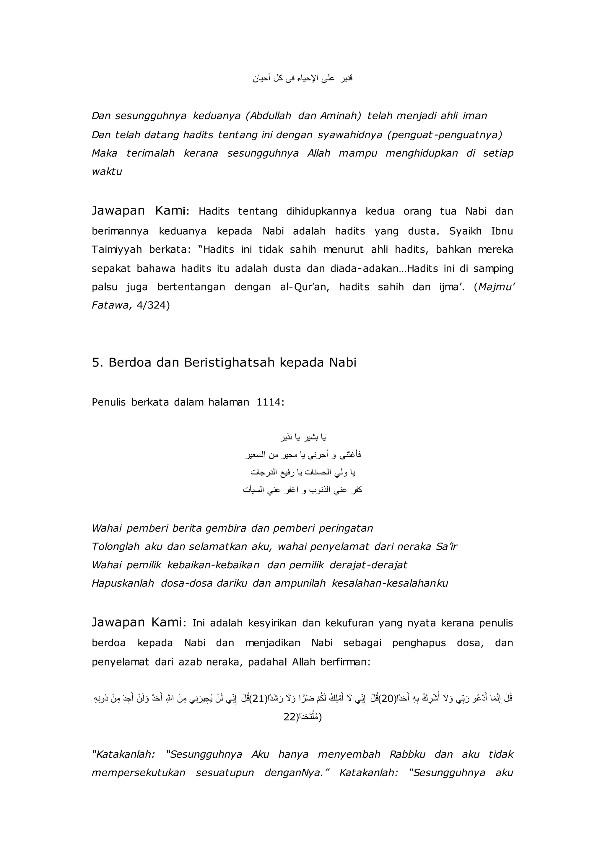 kesesatan kitab barzanji, qashidah burdah dan maulid syarafil anam | DOCX