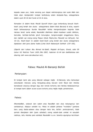 kesesatan kitab barzanji, qashidah burdah dan maulid syarafil anam | DOCX