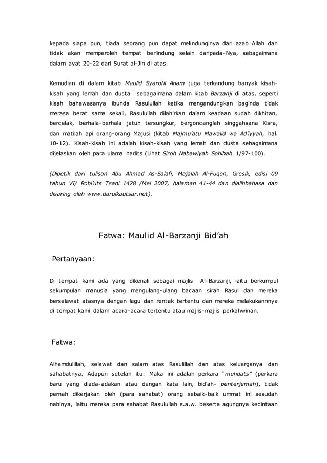 kesesatan kitab barzanji, qashidah burdah dan maulid syarafil anam | PDF