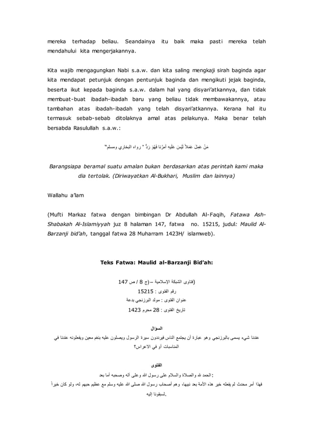 kesesatan kitab barzanji, qashidah burdah dan maulid syarafil anam | PDF