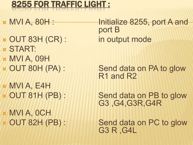 TRAFFIC LIGHT CONTROL SYSTEM USING 8085 MICROPROCESSOR | PPTX