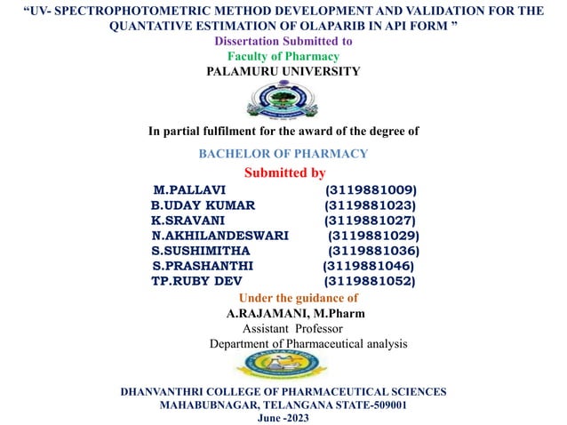 Method development and validation by UV Visible spectrophotometer | PPTX | Physics | Science
