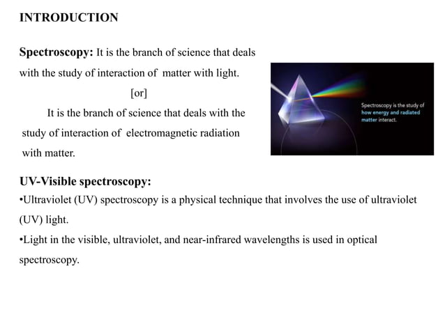 Method development and validation by UV Visible spectrophotometer | PPTX | Physics | Science
