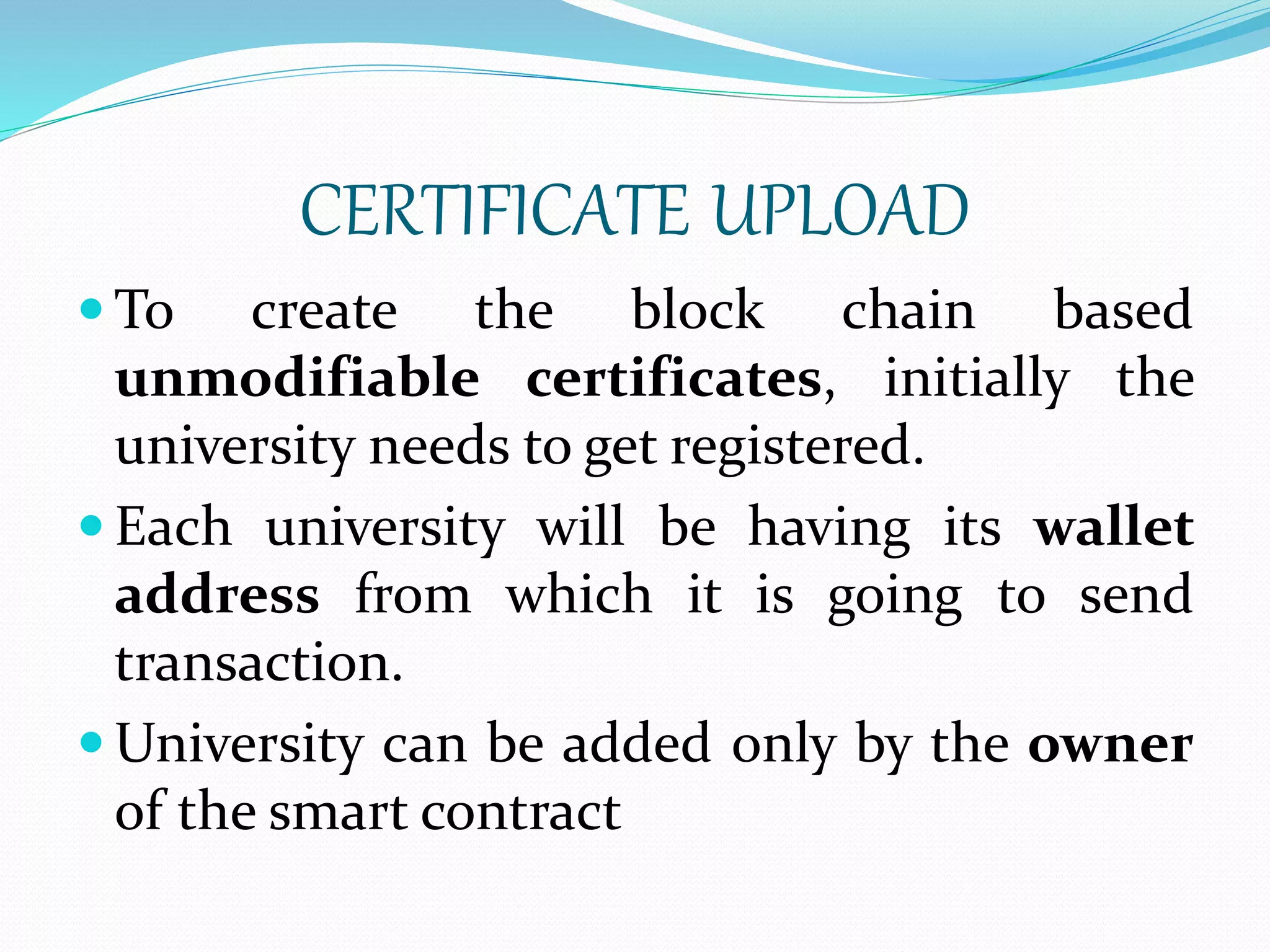 Certificate Validation Using Block Chain Ppt
