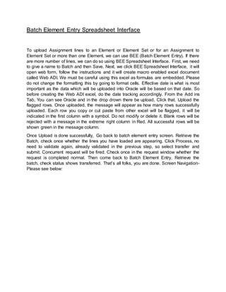 Batch element entry BEE | DOCX