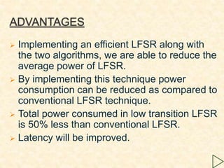 Low power and efficiency test pattern generator | PPT
