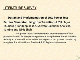 Low power and efficiency test pattern generator | PPT