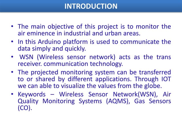 Iot Based Air Quality And Monitoring By Using Arduino Ppt 8198