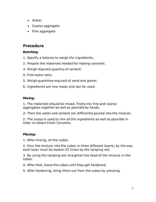 Batching, mixing, placing, and curing of concrete - Report | DOCX ...