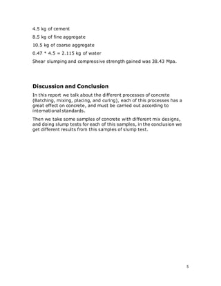 Batching, mixing, placing, and curing of concrete - Report | DOCX