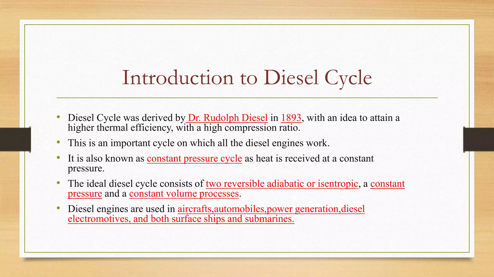 DIESEL CYCLE | PPTX