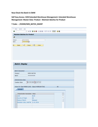 SAP EWM BATCH MANAGEMENT | DOC
