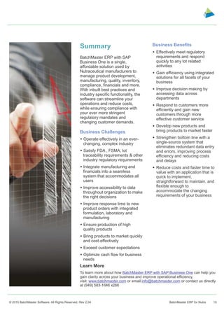 BatchMaster ERP - Nutraceuticals | PDF