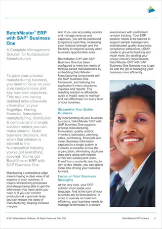 BatchMaster ERP - Nutraceuticals | PDF