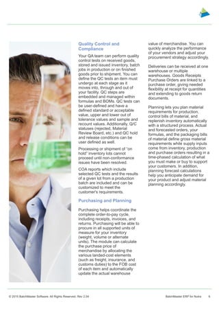 BatchMaster ERP - Nutraceuticals | PDF
