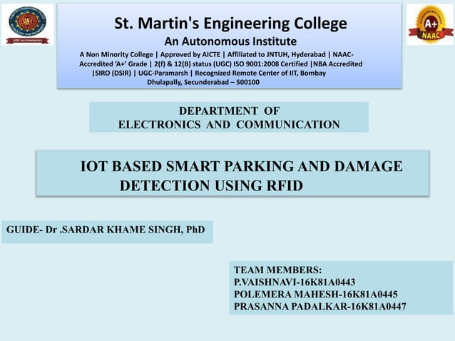 IOT Based Smart Parking and Damage Detection Using RFID | PPT