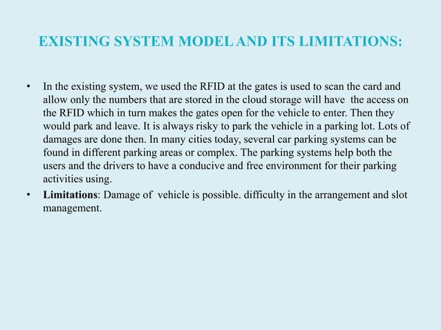 IOT Based Smart Parking and Damage Detection Using RFID | PPT