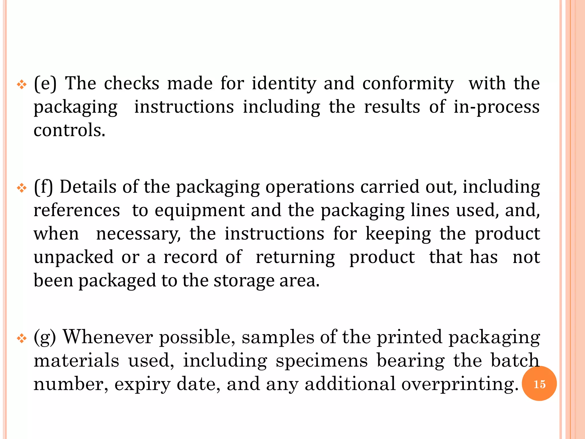 Batch packaging record for sterile water for injection | PPTX