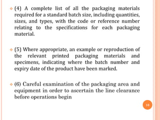 Batch packaging record for sterile water for injection | PPTX