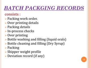 Batch packaging record for sterile water for injection | PPTX