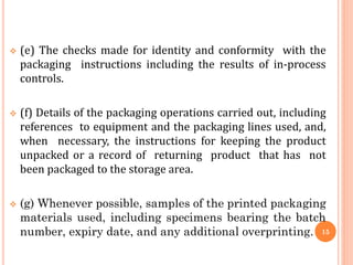 Batch packaging record for sterile water for injection | PPTX