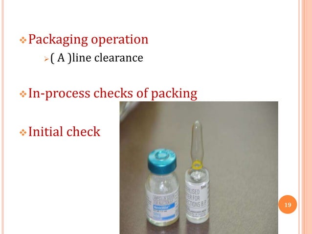 Batch packaging record for sterile water for injection | PPTX