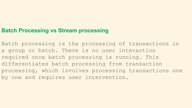 Batch Processing vs Stream Processing Difference | PPTX | Cloud ...
